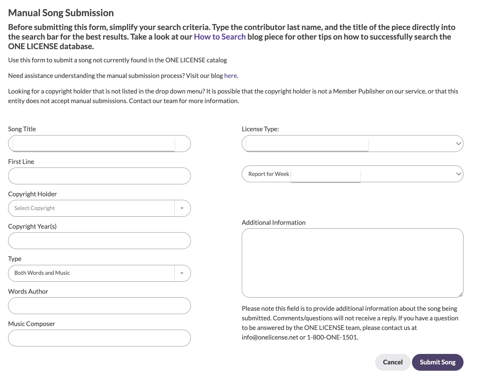 A Guide To Manual Submissions – ONE LICENSE | Inspiring congregational song