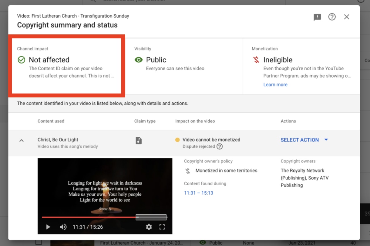 Managing YouTube Claims – ONE LICENSE | Inspiring congregational song