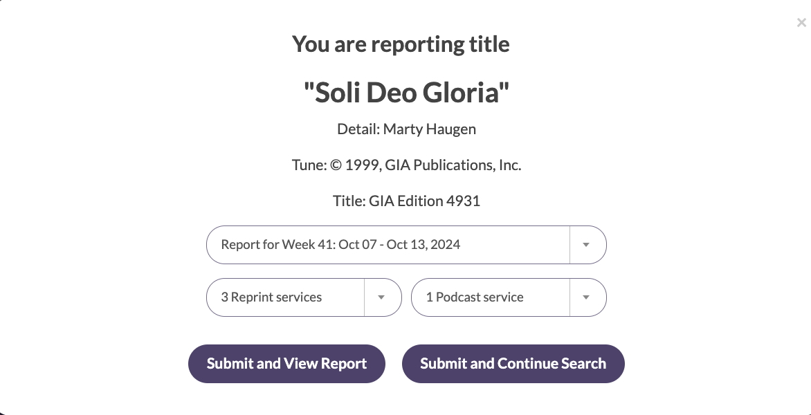Basics on Reporting – ONE LICENSE | Inspiring congregational song